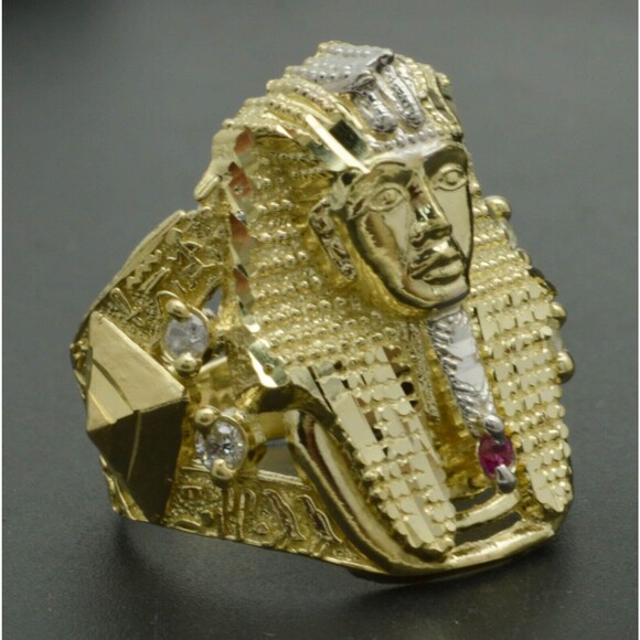 BH Jewelry | Jewelry | Real Solid K Yellow Gold Mens Egyptian King Cz ...